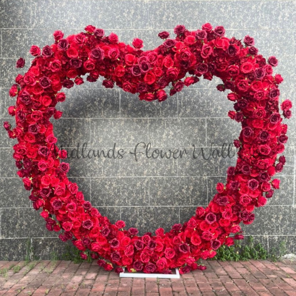 Red Rose Flower Heart - Midlands Flower Wall Company