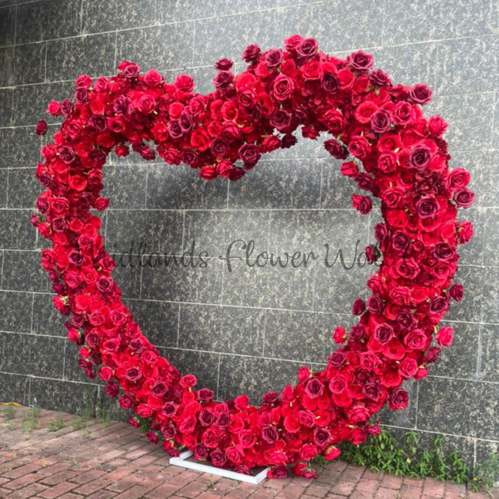 Red Rose Flower Heart - Midlands Flower Wall Company